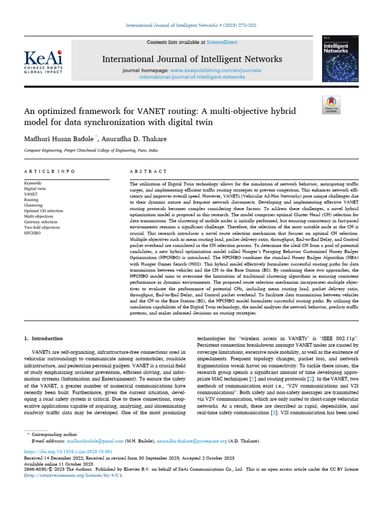 An Optimized Framework for VANET Routing a Multi o 2023 International Journ | PDF | Routing ...