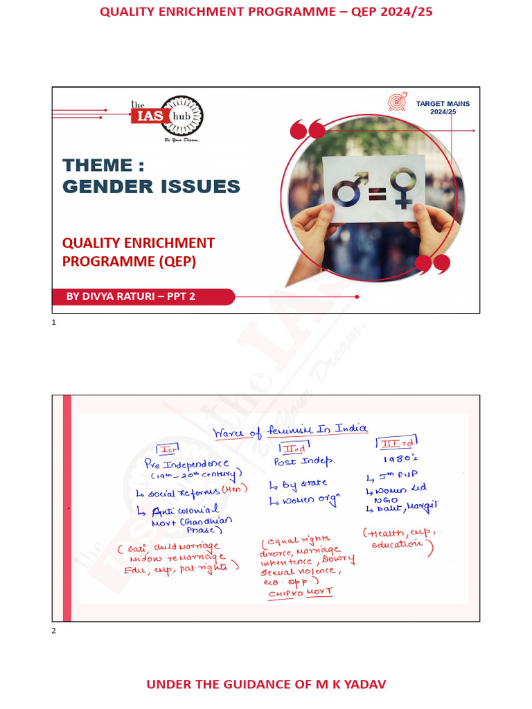 QEP 2024 - Theme - Gender Issues - theIAShub - PPT 2 PDF | PDF | Gender Pay Gap | Economies