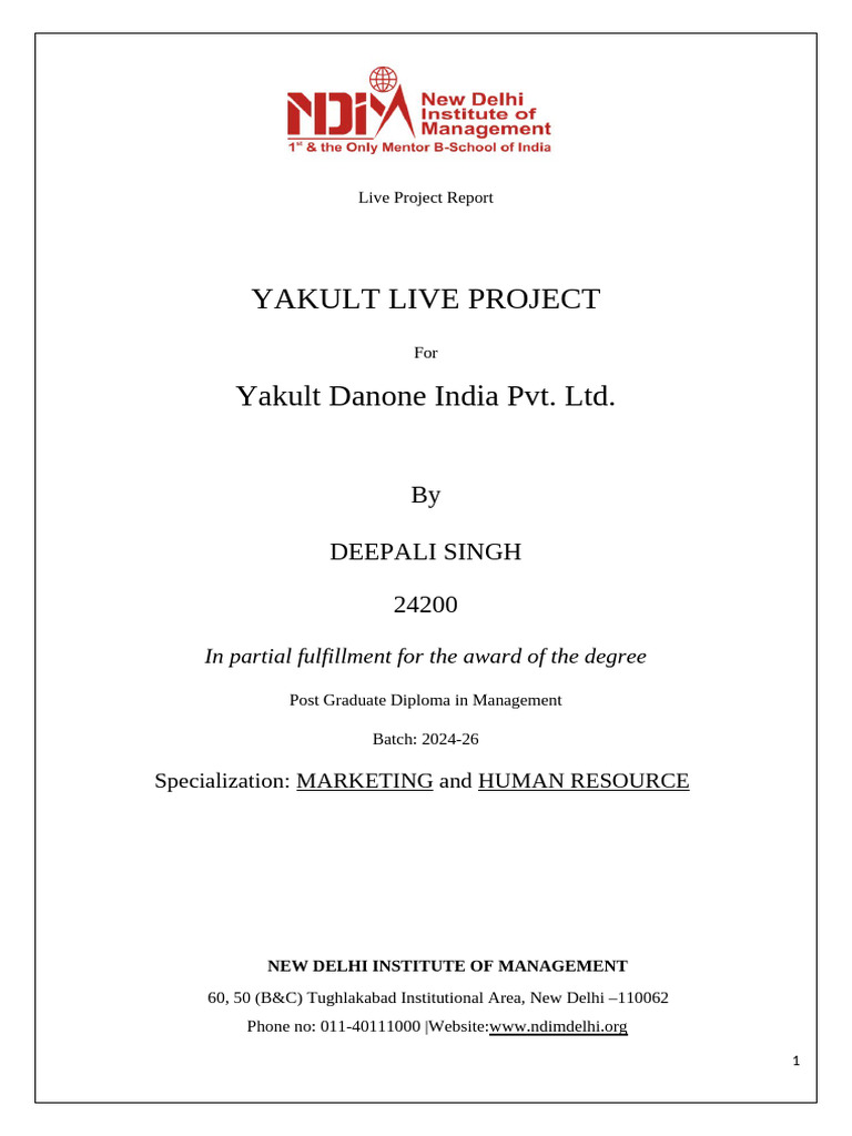 Deepali Singh - M2 - 2024-2026 | PDF | Yogurt | Probiotic