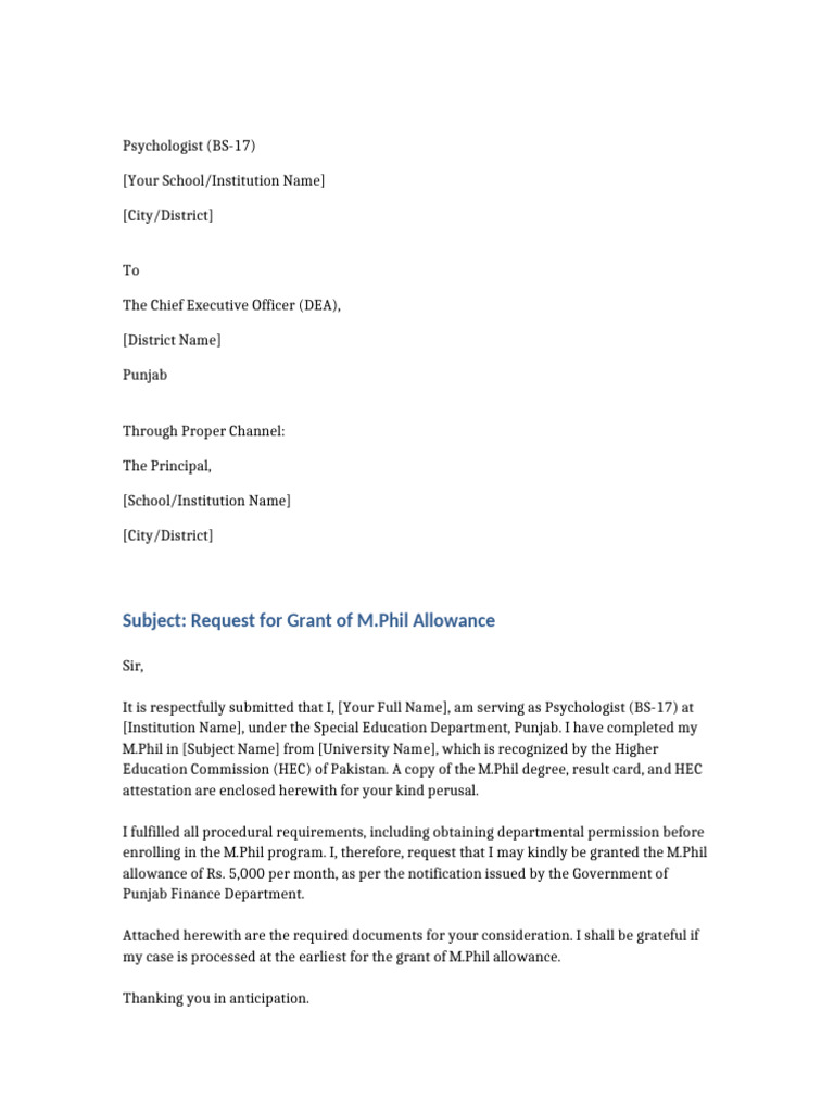 MPhil Allowance Application | PDF