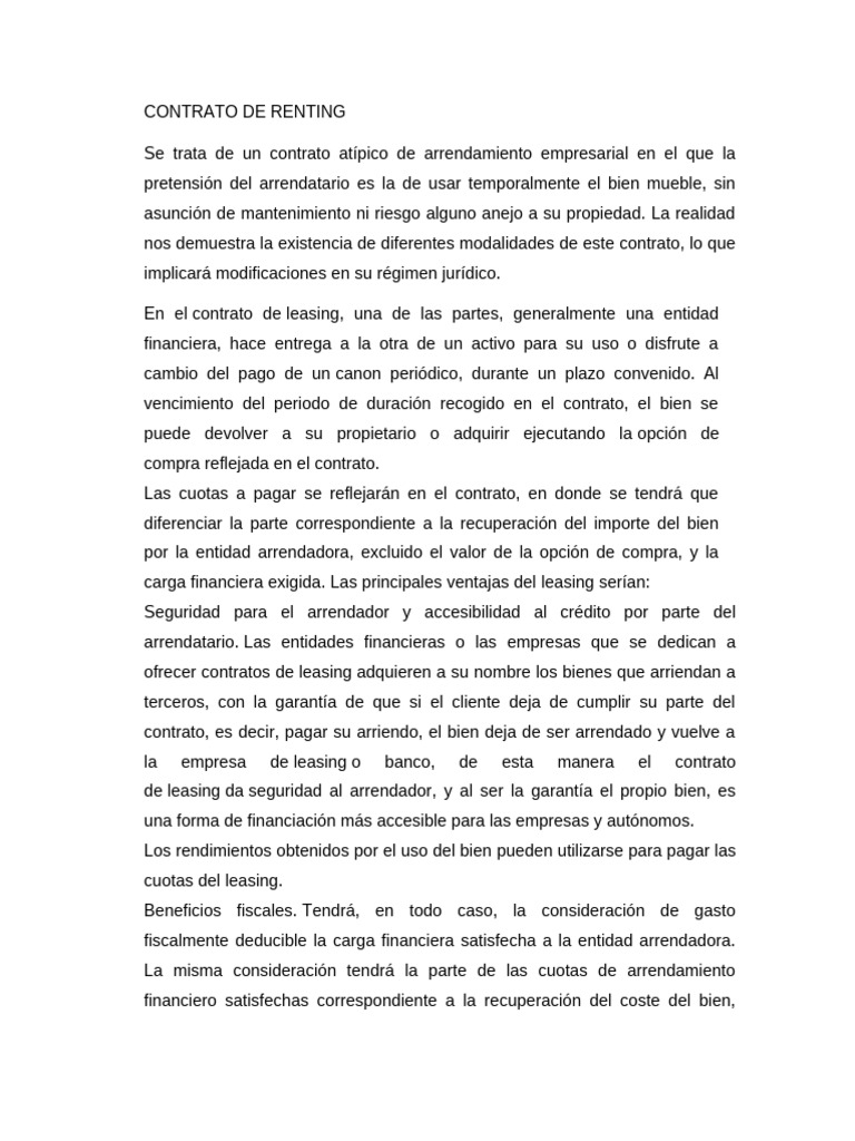 Contrato de Renting | PDF | Business | Economias