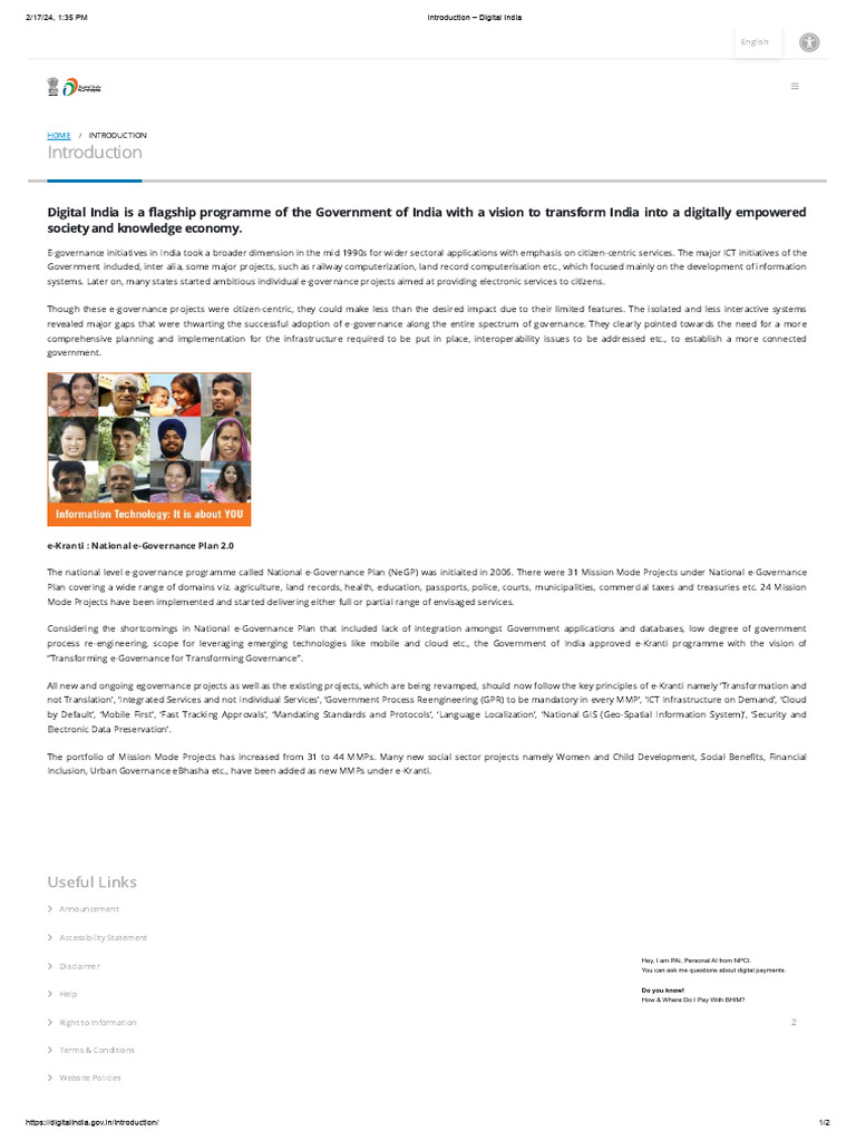 Introduction - Digital India | PDF | Computing