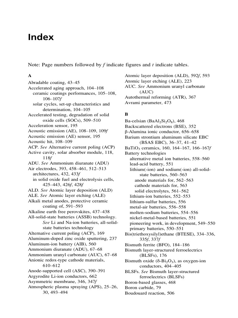 Comprehensive Index of Advanced Materials | PDF | Solid Oxide Fuel Cell ...