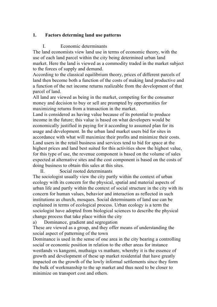 Factors Affecting Land Use Patterns | PDF | Value (Economics) | Market ...