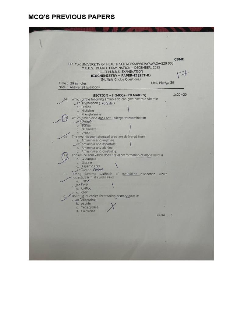 Biochemistry Paper2 | PDF