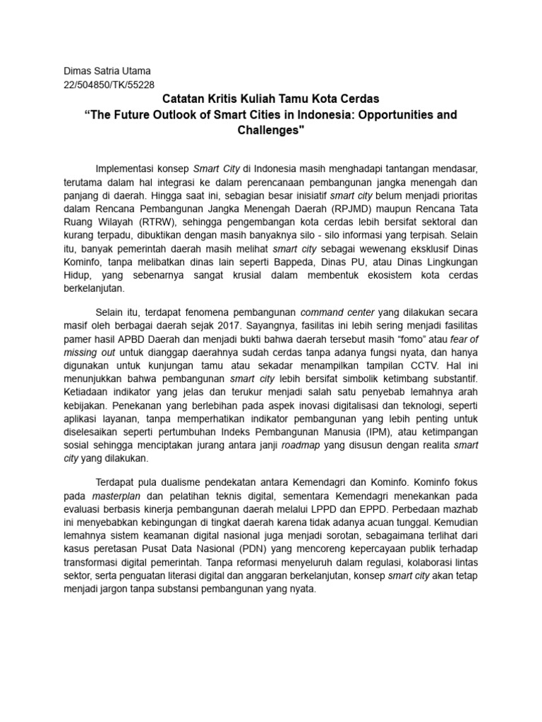 Dimas Satria Utama - Review Kritis Kuliah Tamu | PDF