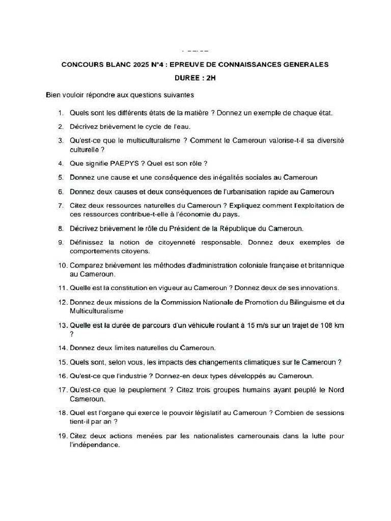 CONCOURS BLANC CC N°4 | PDF