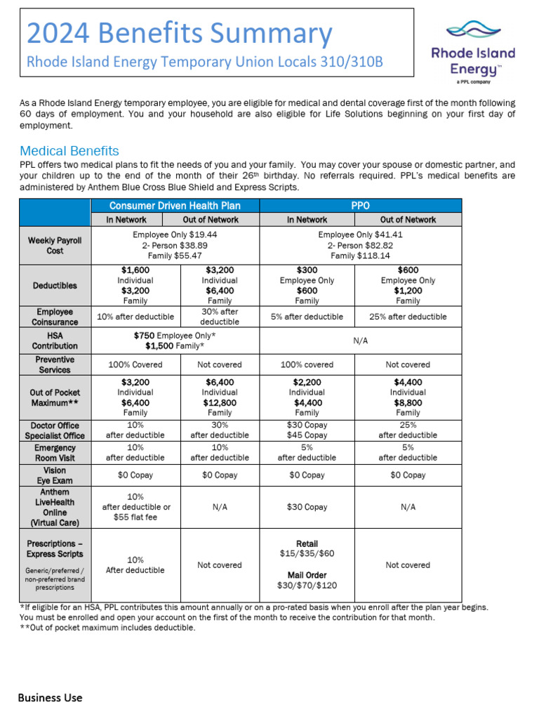 2024 RIE New Hire Benefits Summary General TEMP Union 310 310B | PDF ...