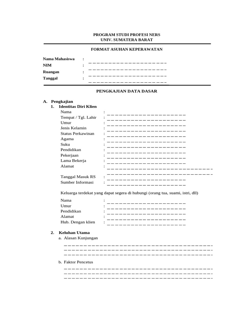 Format Pengkajian KMB | PDF
