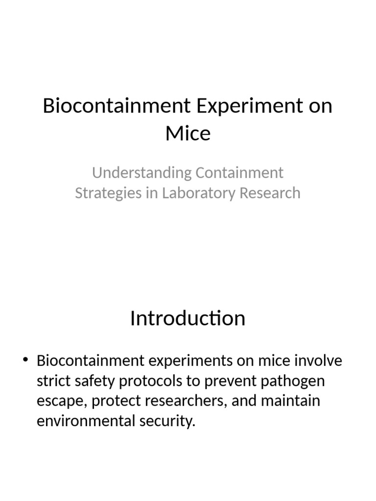 Biocontainment Experiment Mice | PDF