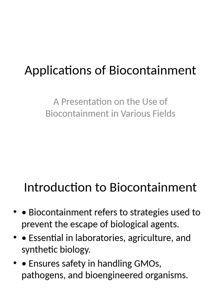 Biocontainment Applications | PDF