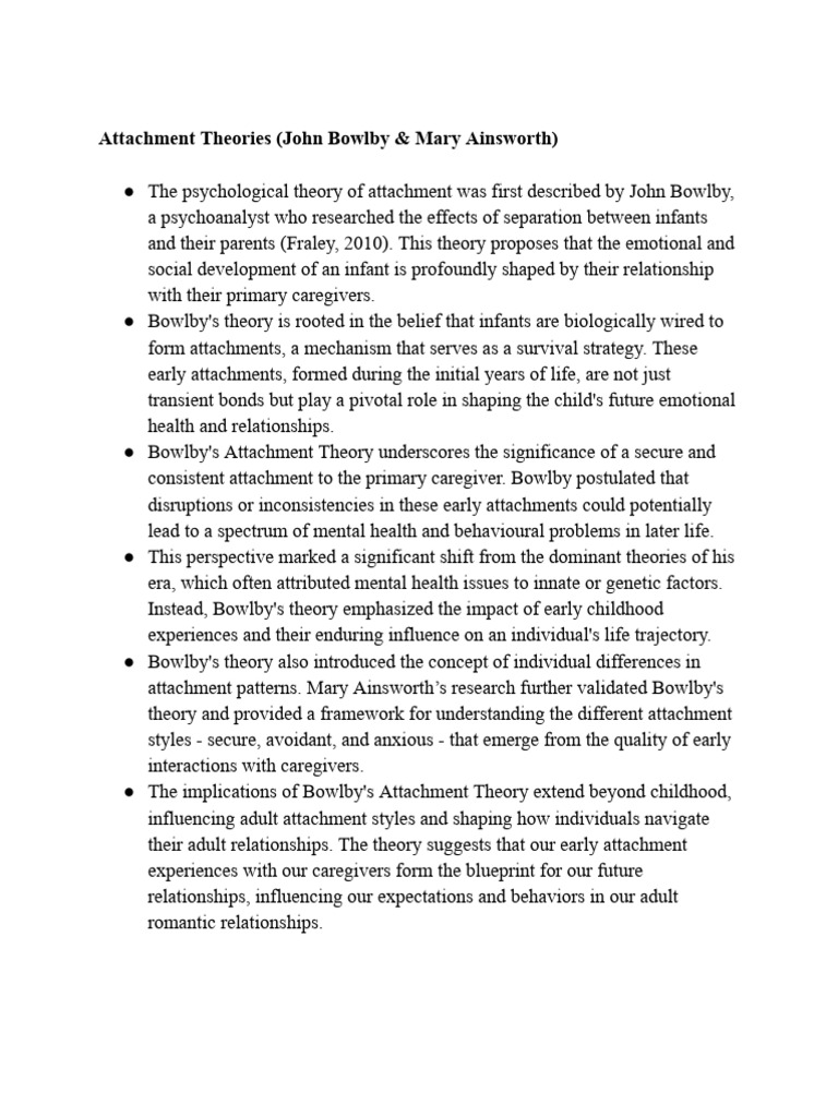 Attachment Theories (John Bowlby & Mary Ainsworth) | PDF | Attachment Theory | Child Neglect
