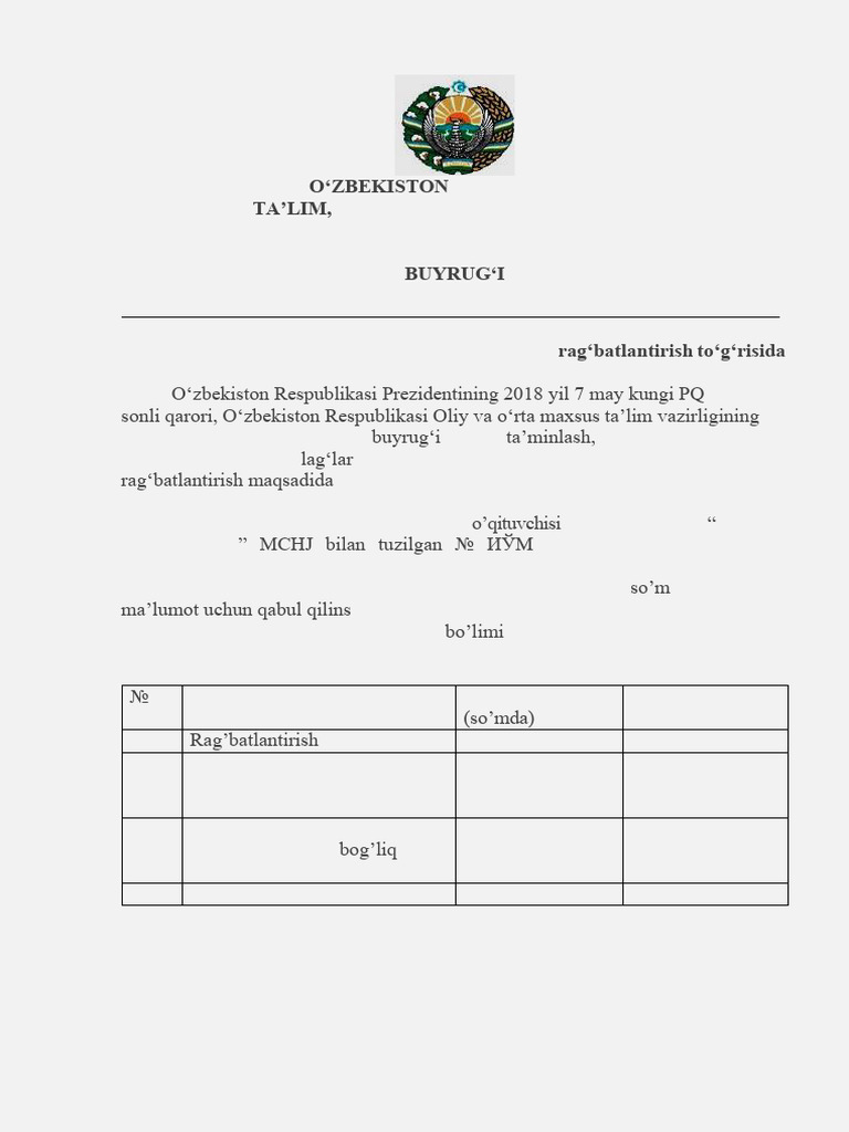 Ragbat Buyruq 1 Iyun 2023 | PDF