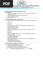 Microsoft Word Basic Keyboard Shortcuts Worksheet | PDF | Art