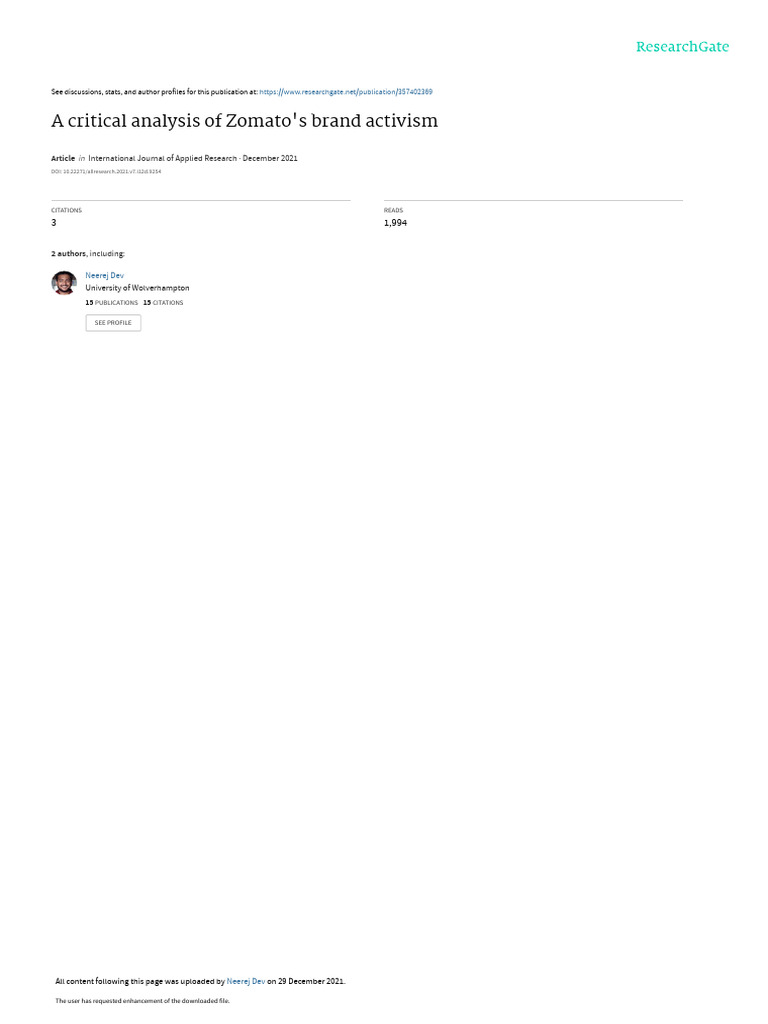 Zomato Case Study of Brand Activism | PDF | Brand | Activism