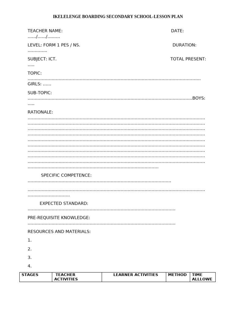 FORM LESSON PLAN (1) | PDF