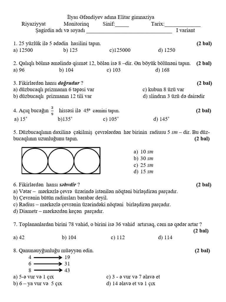 Monitorinq Riyaziyyat 2024 | PDF