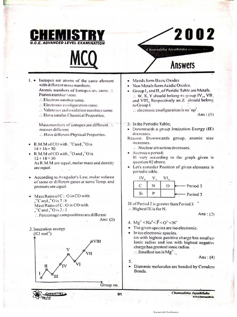 2002 Chemistry MCQ Review English | PDF