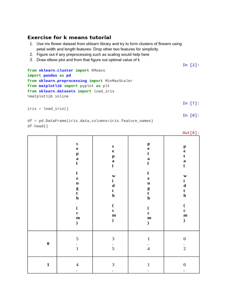 Exercise For K Means Tutorial | PDF | Botany | Data Mining