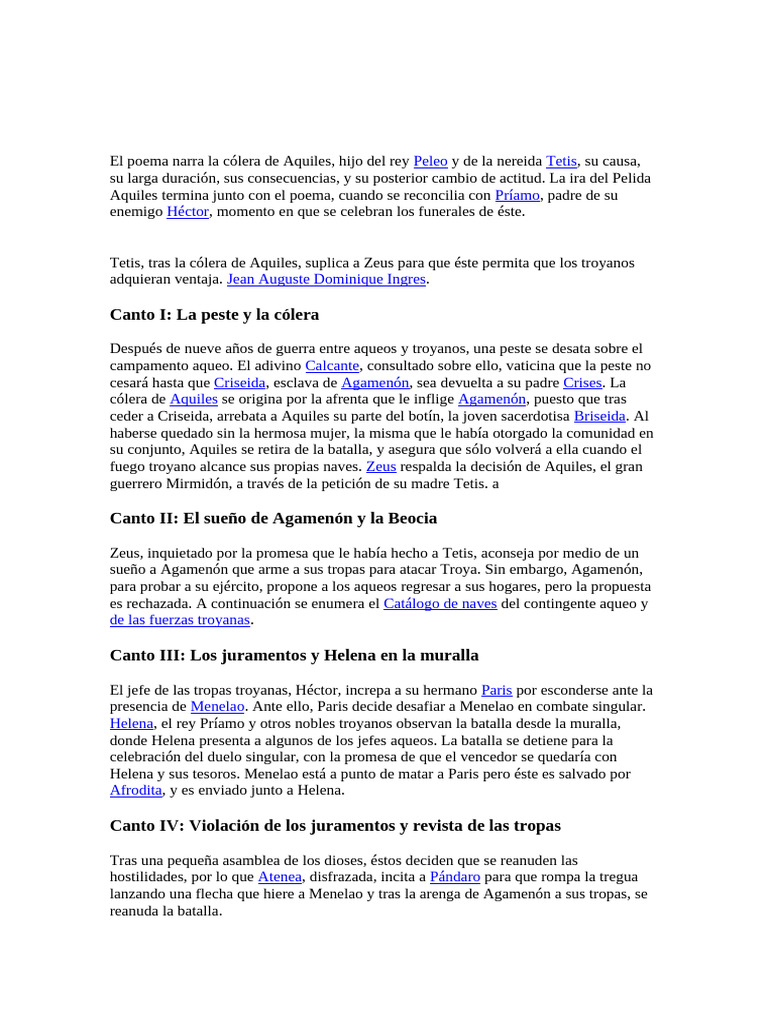 El poema narra la cólera de Aquiles | PDF | Héctor | Aquiles