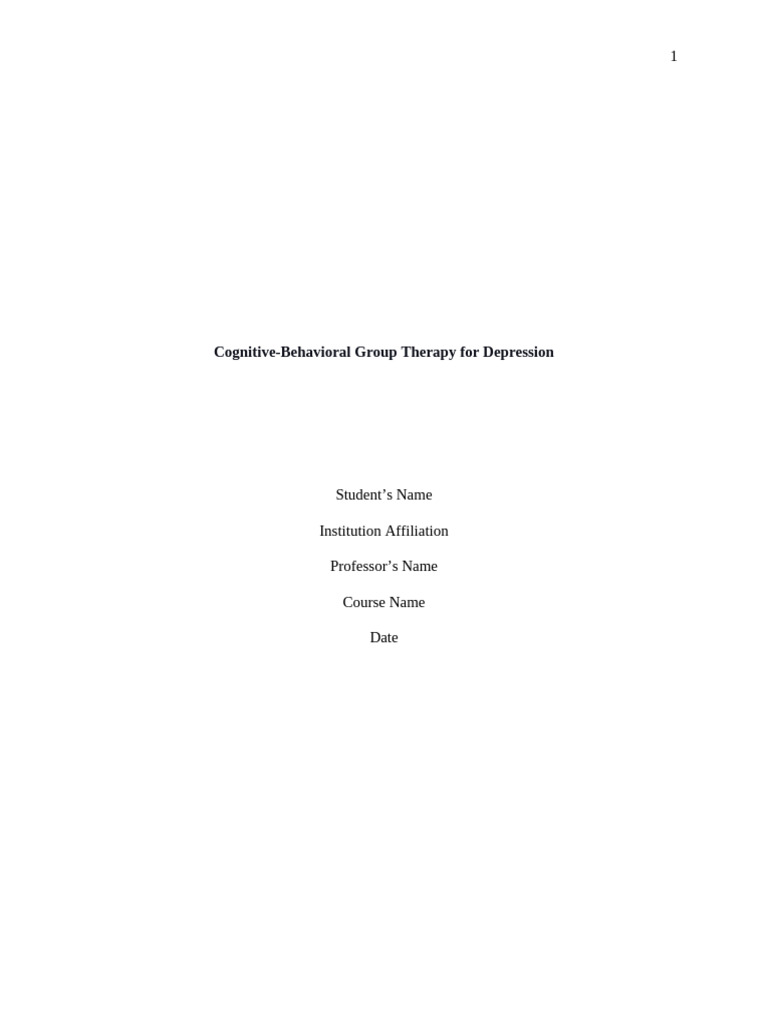 Cognitive-Behavioral Group Therapy For Depression 11 | PDF | Cognitive Behavioral Therapy ...