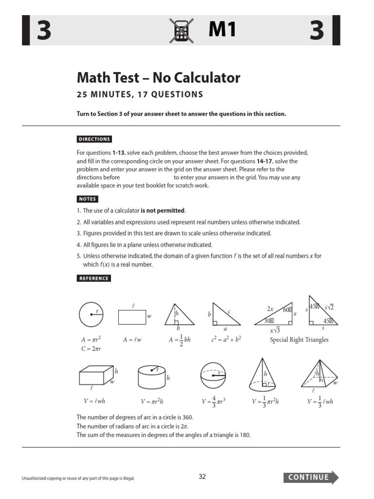 PSAT 10 Student Packet - Math1 | PDF | Elementary Mathematics | Euclidean Geometry