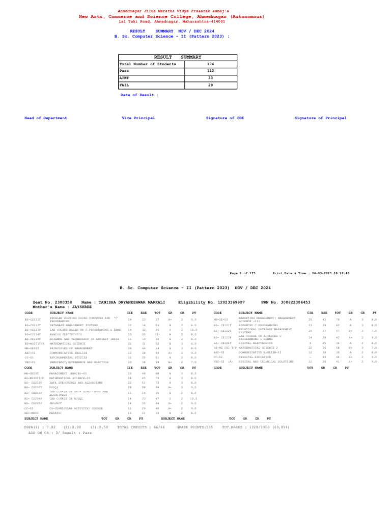 B. Sc. Computer Science II Pattern 2023 1 | PDF | Databases | Relational Database