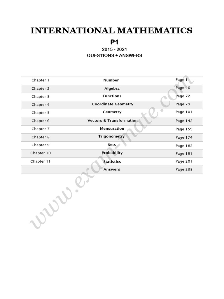 IGCSE International Mathematics P1 Guide | PDF | Mathematical Analysis ...