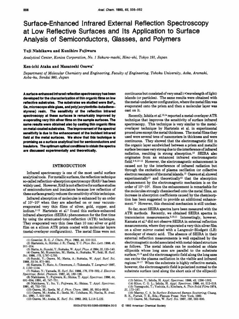 Nishikawa Et Al 2002 Surface Enhanced Infrared External Reflection ...