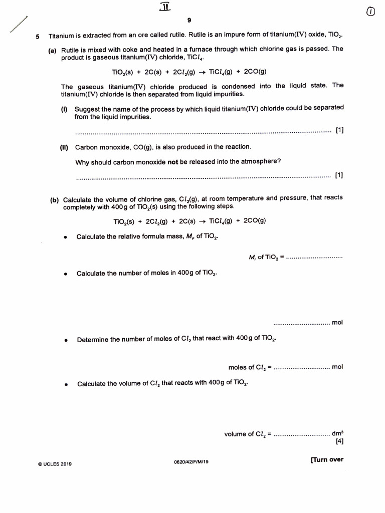 Titanium Extraction and Chemical Reactions | PDF | Titanium | Oxide