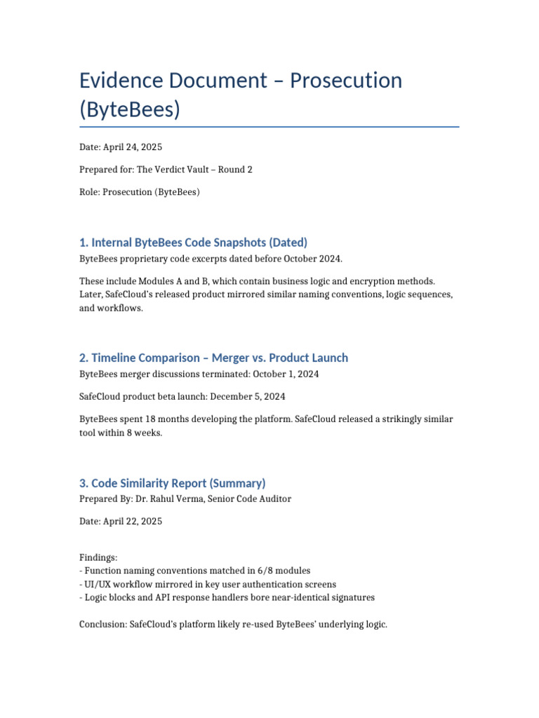ByteBees Prosecution Evidence | PDF