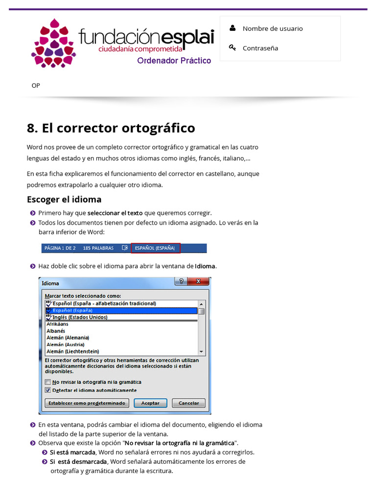 Cambiar el corrector de idioma en Word | PDF | Microsoft Word | Ventana ...