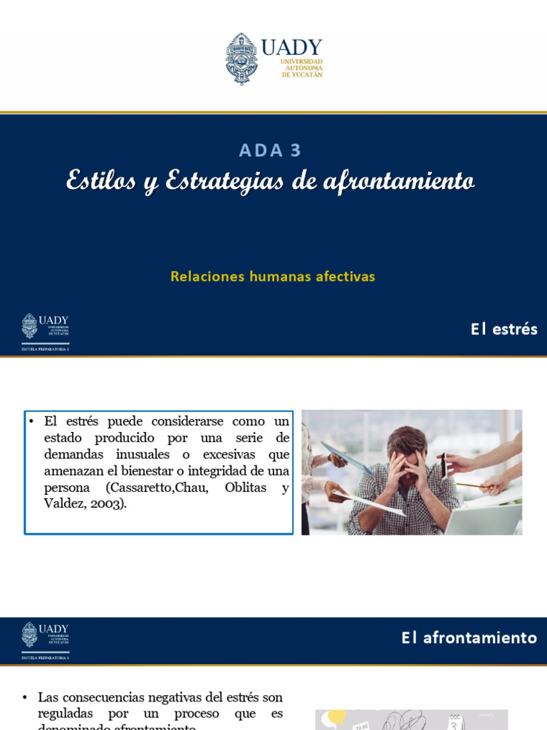 PPT. ADA 3. Estilos y Estrategias de Afrontamiento | PDF | Estrés ...