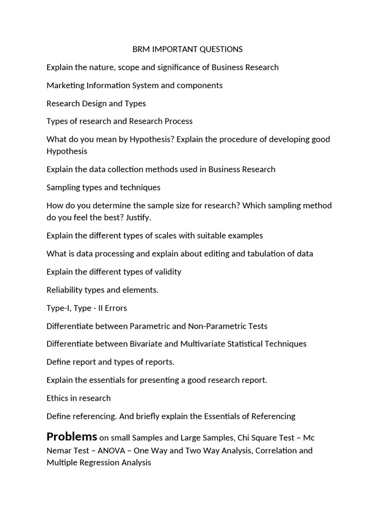 BRM Imp Ques | PDF
