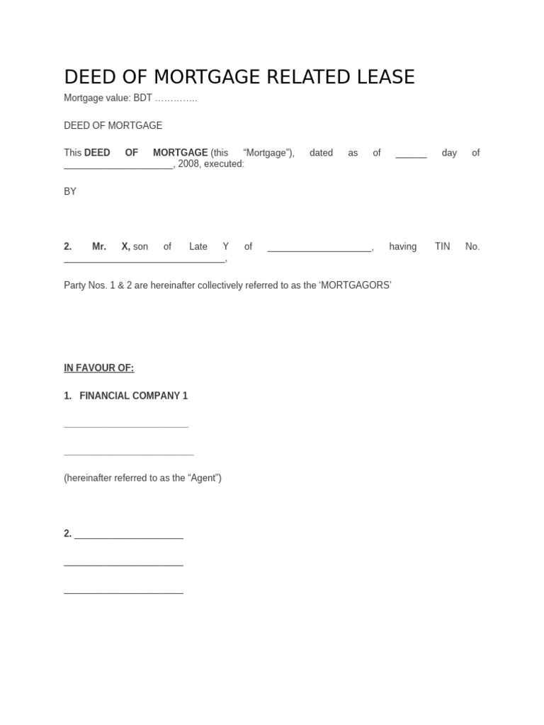 Chittagong Mortgage Deed Template | PDF | Mortgage Law | Mortgages