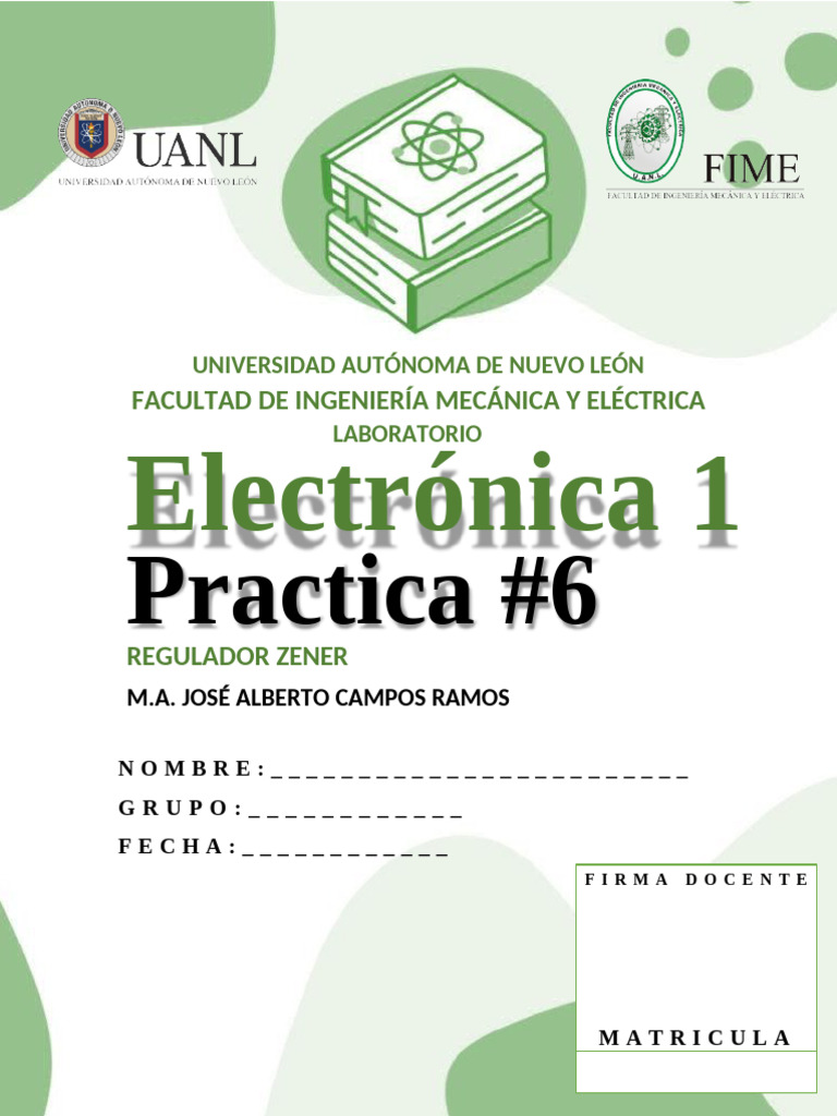 Practica 6 - Regulador Zener M 1 | PDF | Electrónica | Red eléctrica