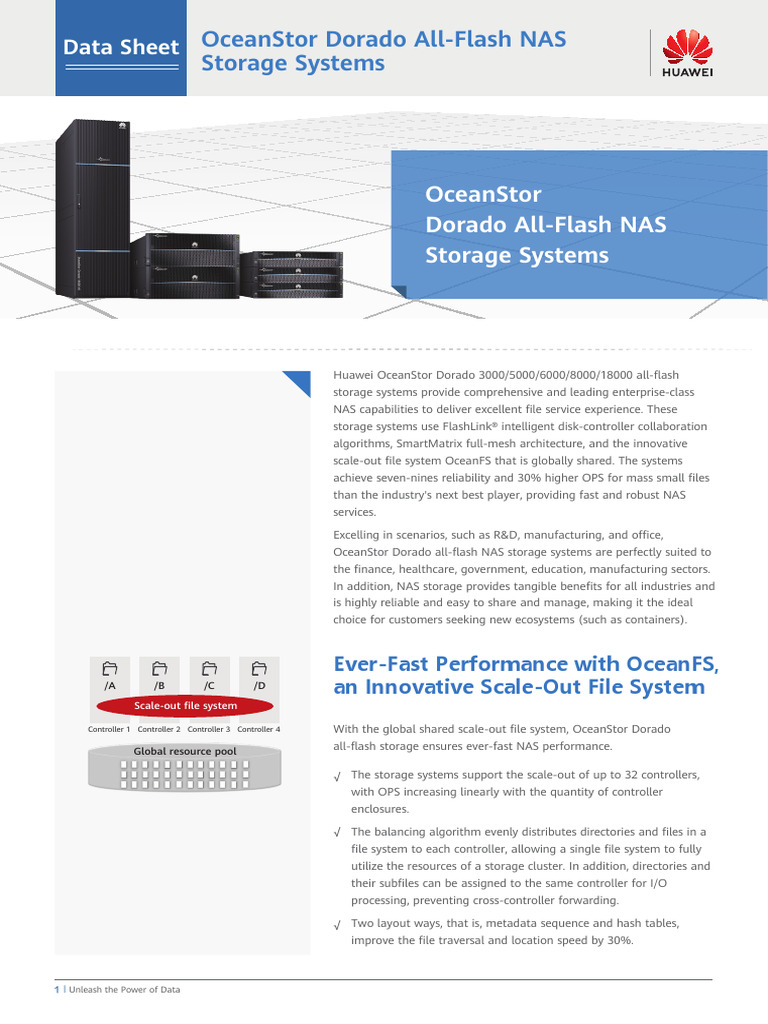OceanStor Dorado NAS All-Flash Storage Systems Data Sheet | PDF | File System | Computer Data ...