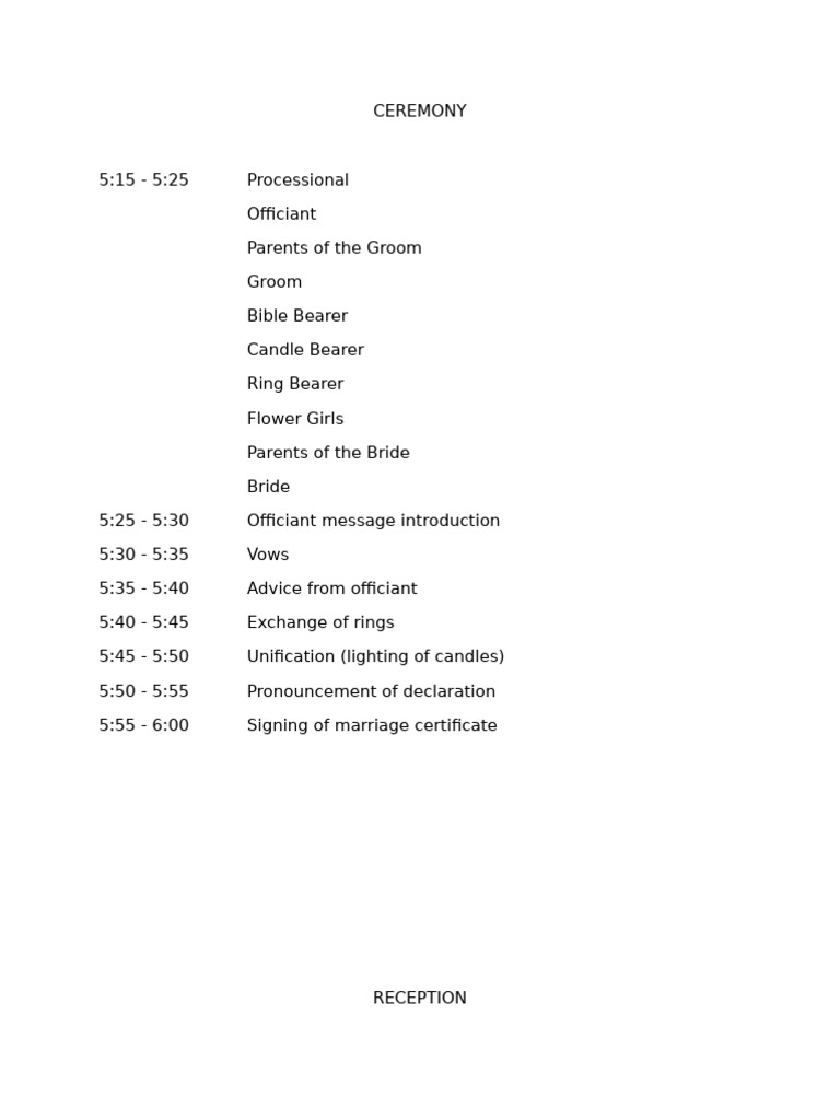 Wedding Ceremony Program Flow | PDF