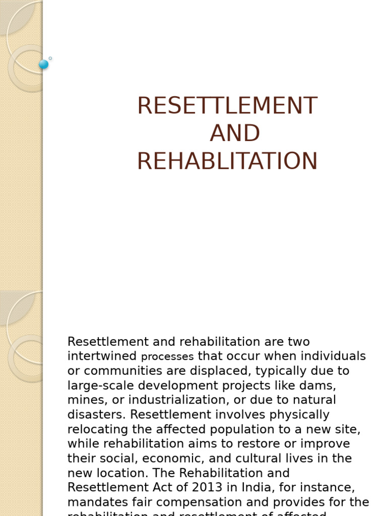 Resettlement and Rehabilitation | PDF | Mental Health | Physical Therapy