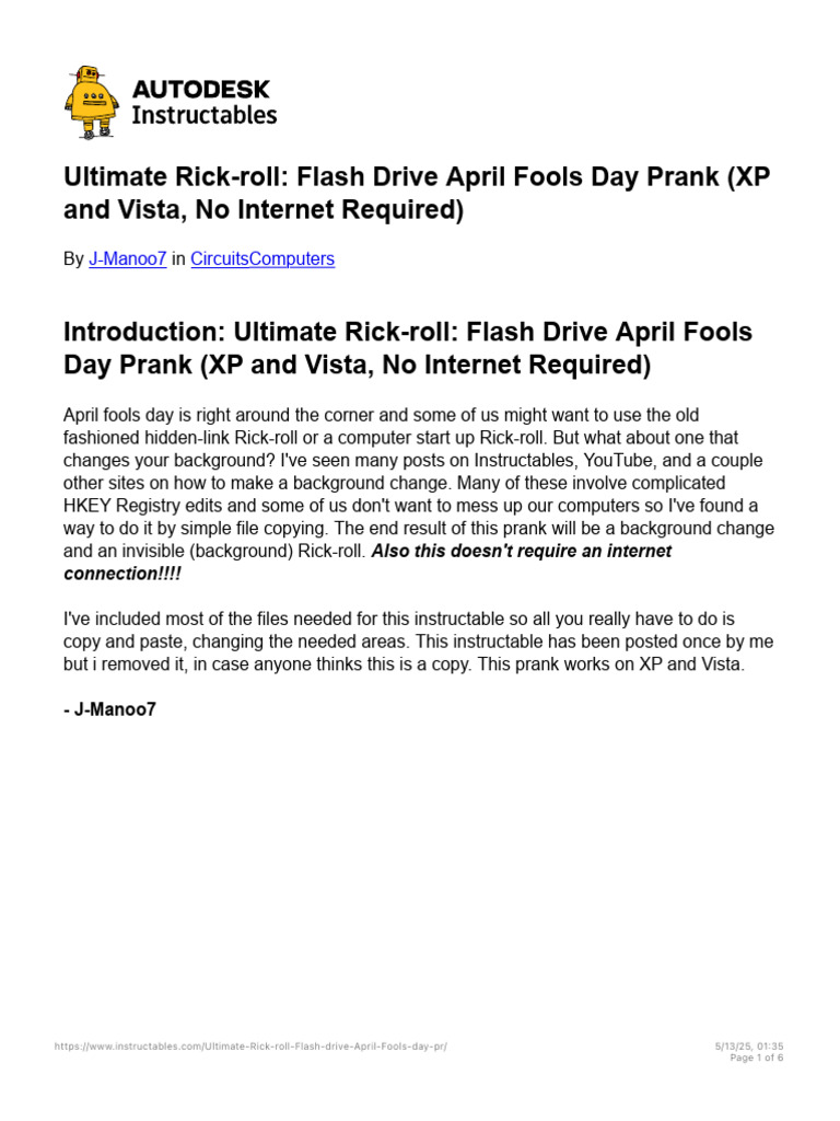 Ultimate Rick-Roll - Flash Drive April Fools Day Prank (XP and Vista ...