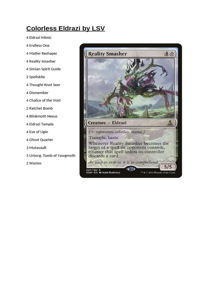 Colorless Eldrazi by LSV | PDF