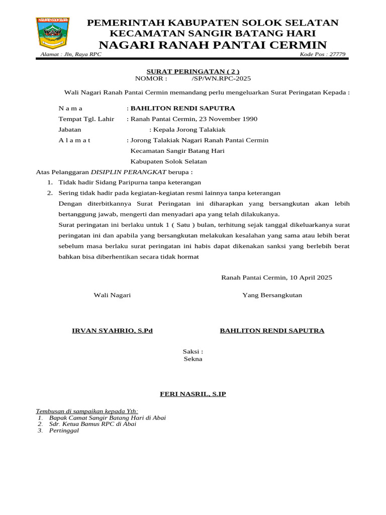 Surat Peringatan (SP) | PDF