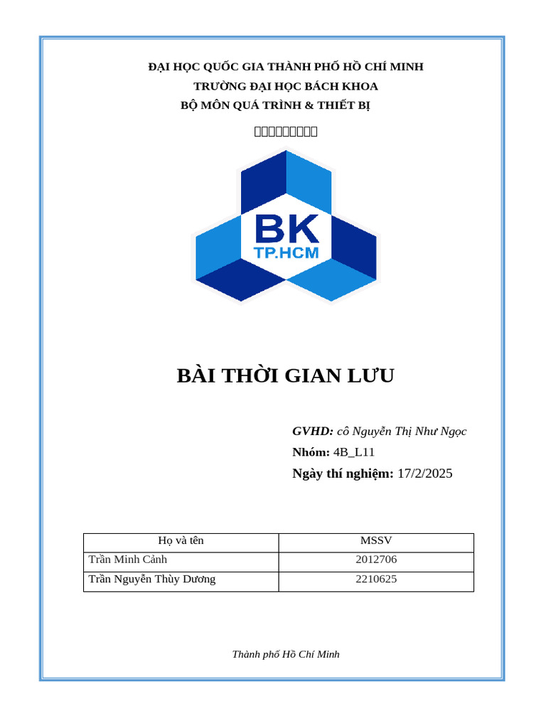 L11 - 4B - CT2 - Bai 10 Thoi Gian Luu - HK242 | PDF