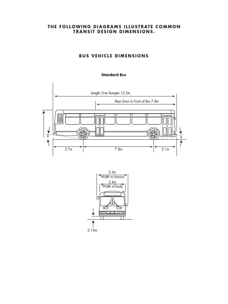 Bus Vehicle Dimensions and Turning Radii | PDF | Transport | Road Transport