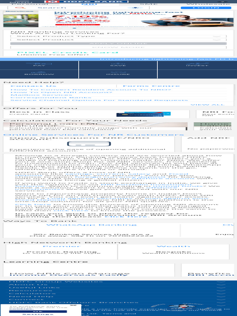 NRI Banking - Avail NRI Services From India's No.1 Bank HDFC Bank | PDF ...