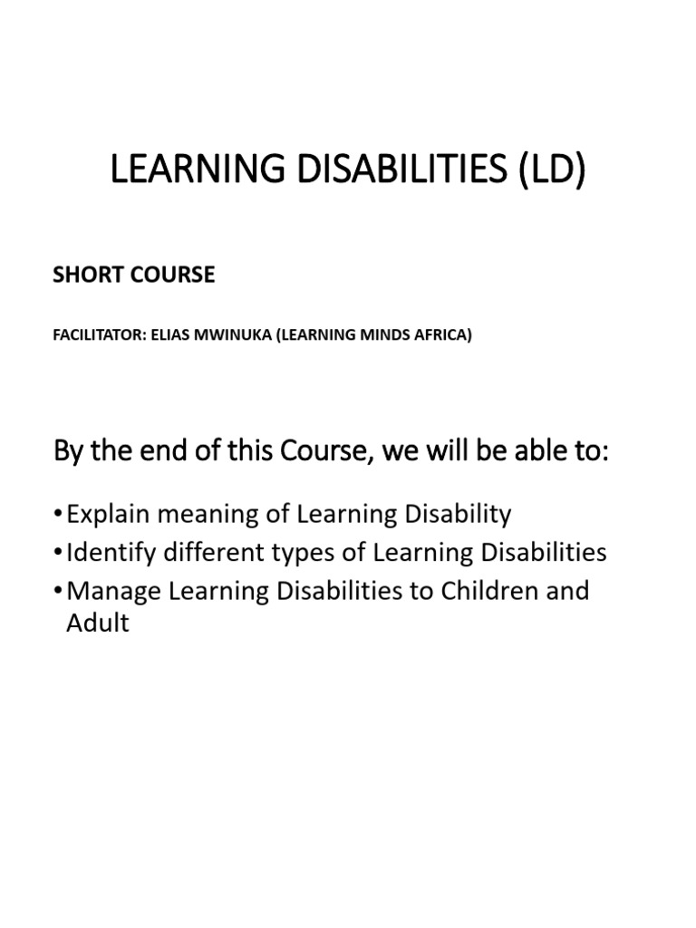 Learning Disability Short Course | PDF | Learning Disability | Disability