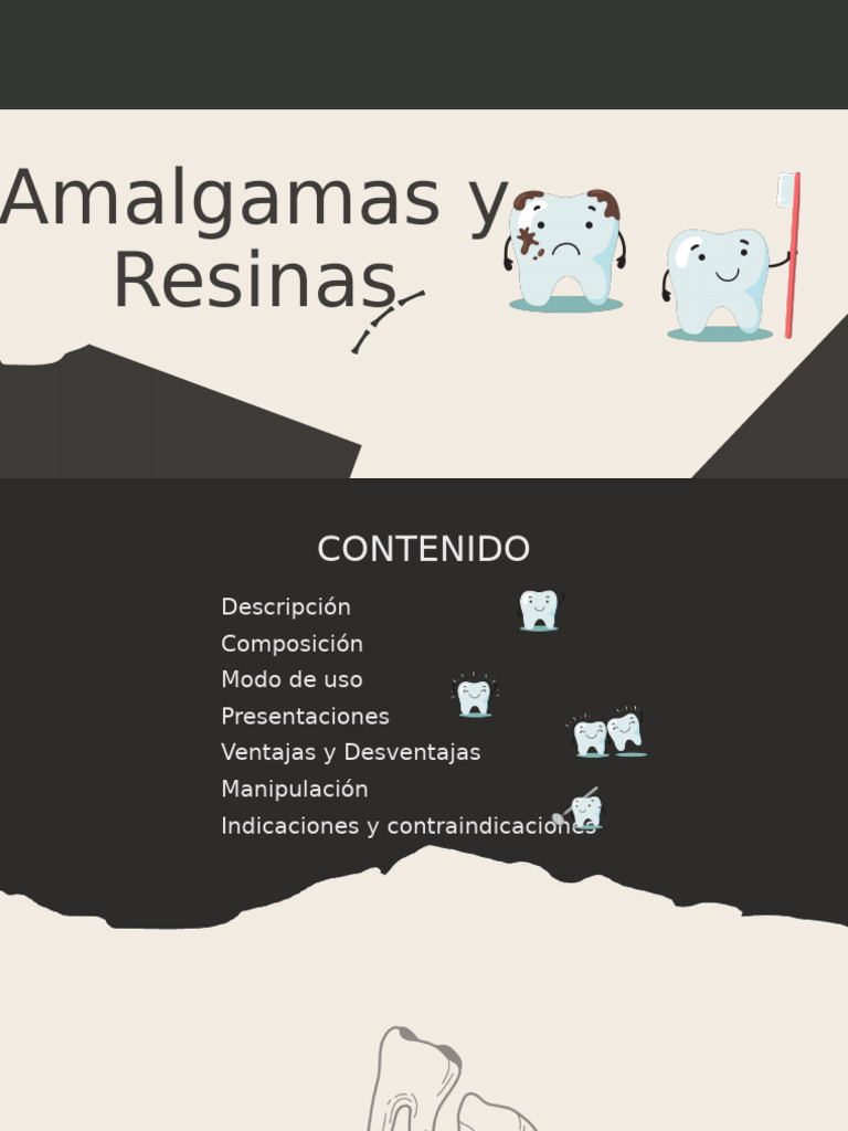 Amalgamas y Resinas Dentales: Usos y Ventajas | PDF | Aleación | Cobre