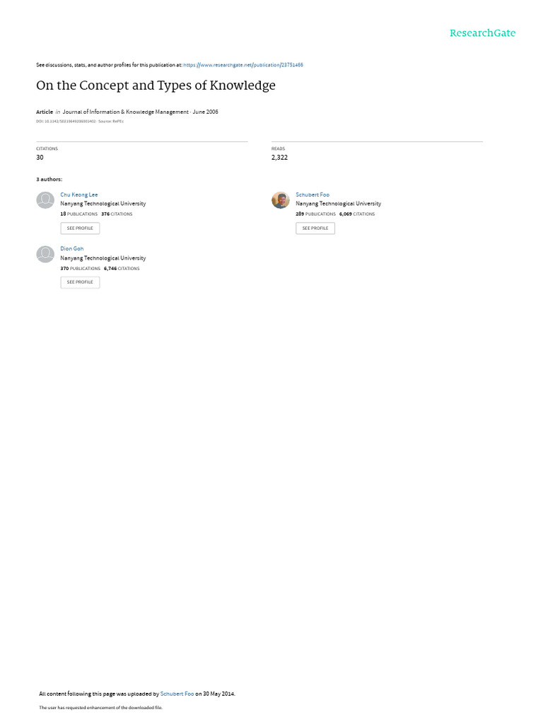 On The Concept and Types of Knowledge | PDF