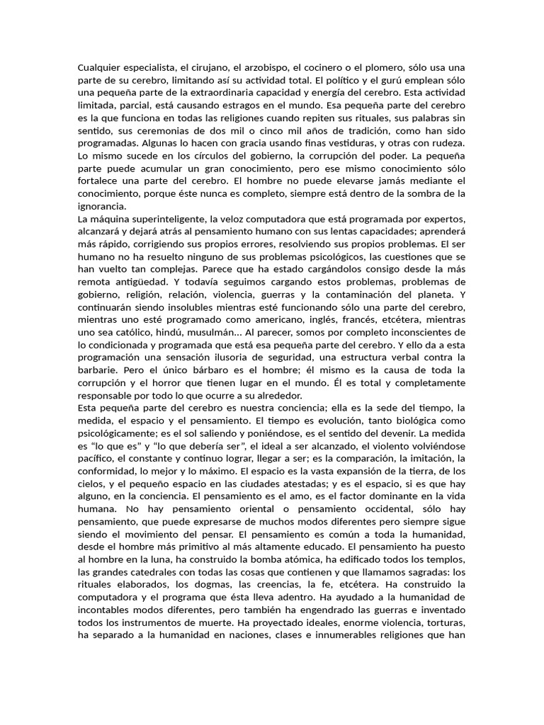 Cerebro Limitado JK | PDF | Pensamiento | Experiencia