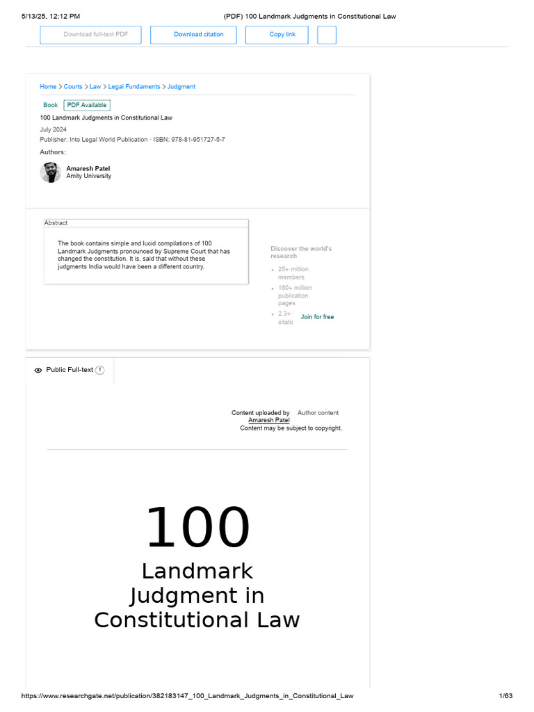 Landmark Constitutional Law Judgments | PDF | Download | Copyright